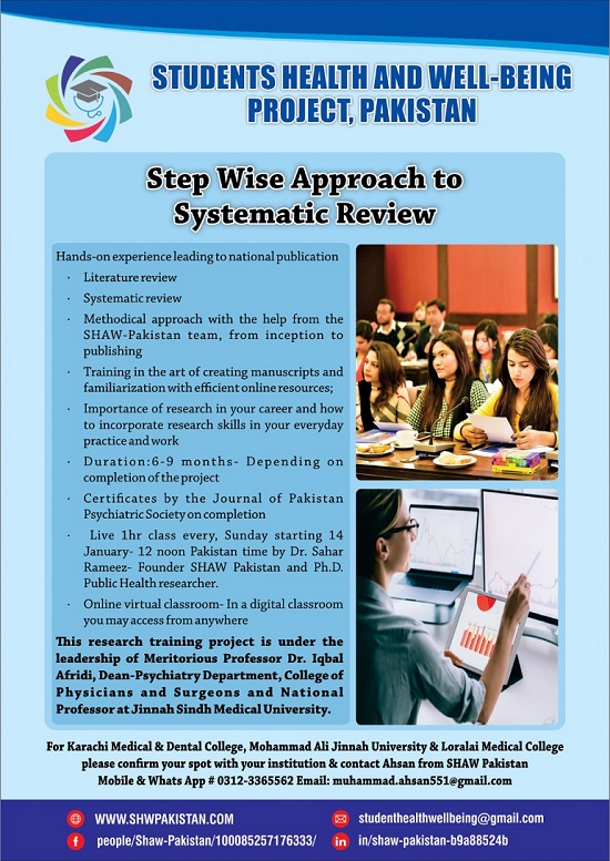 Research Training Project – Student Health and well-being Project Pakistan